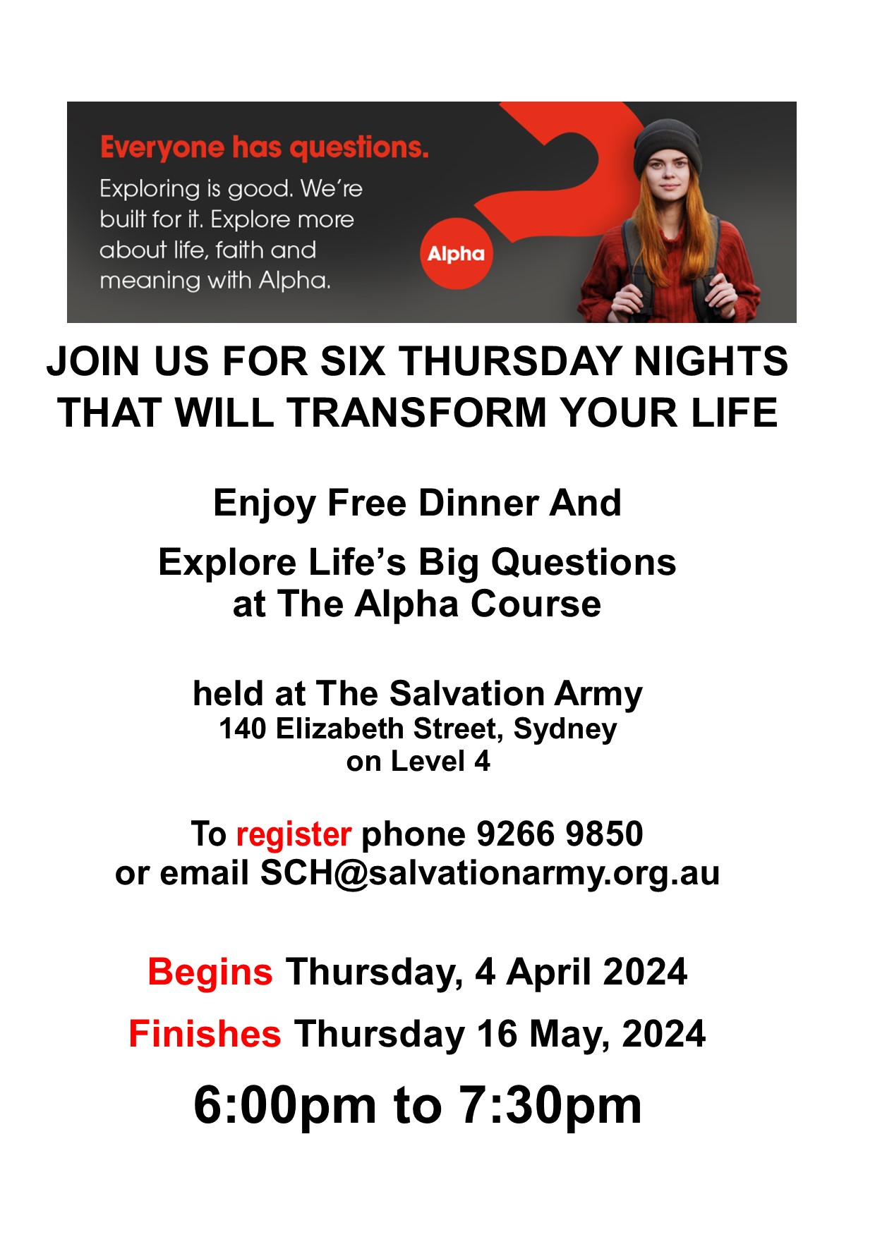ALPHA COURSE | Sydney Congress Hall | The Salvation Army Australia